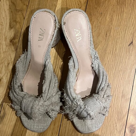 Zara | Shoes | Zara Linen Raffia Heels | Poshmark